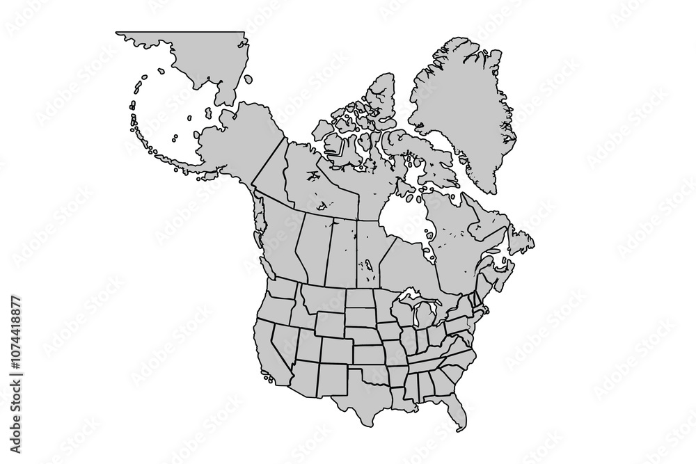 North America map isolated on white background.for website layouts ...