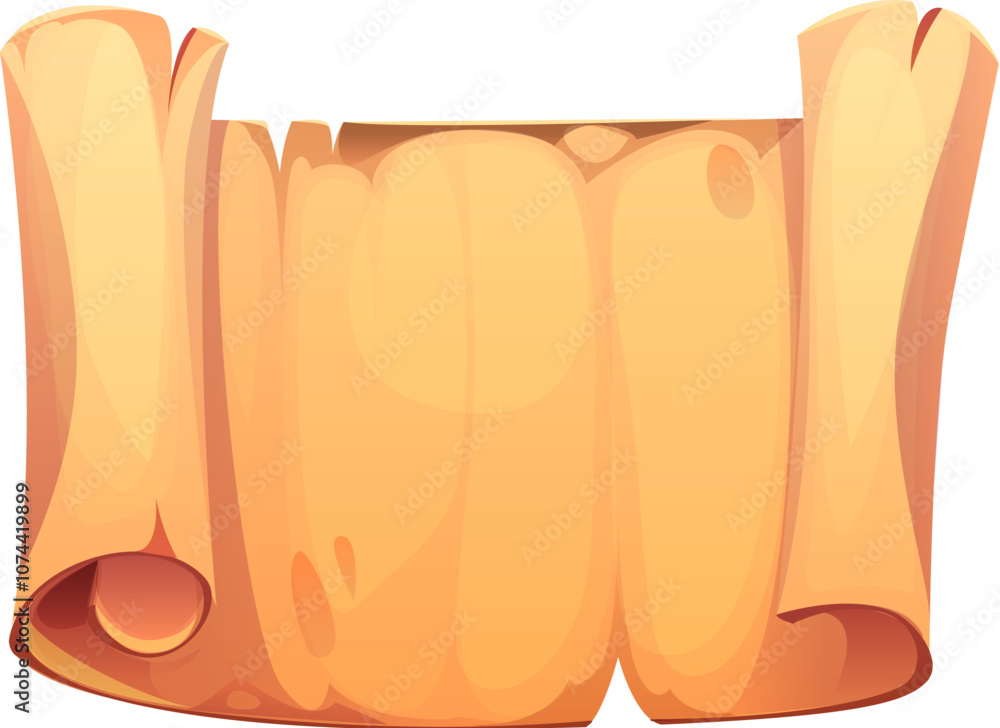 Cartoon pirate old scroll, paper map. Filibuster antique parchment ...