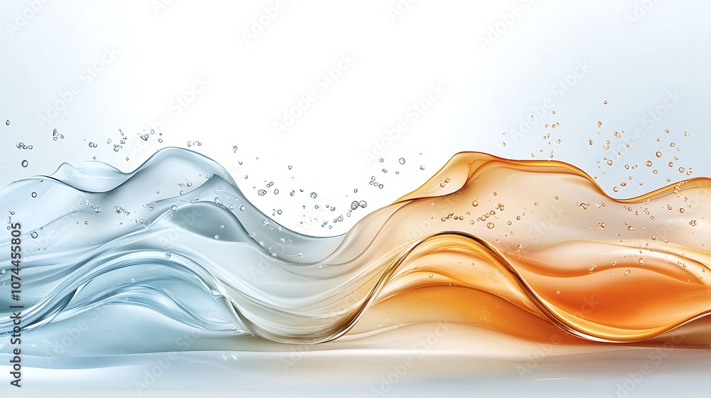 An intricately detailed organic illustration of melted smooth water ...