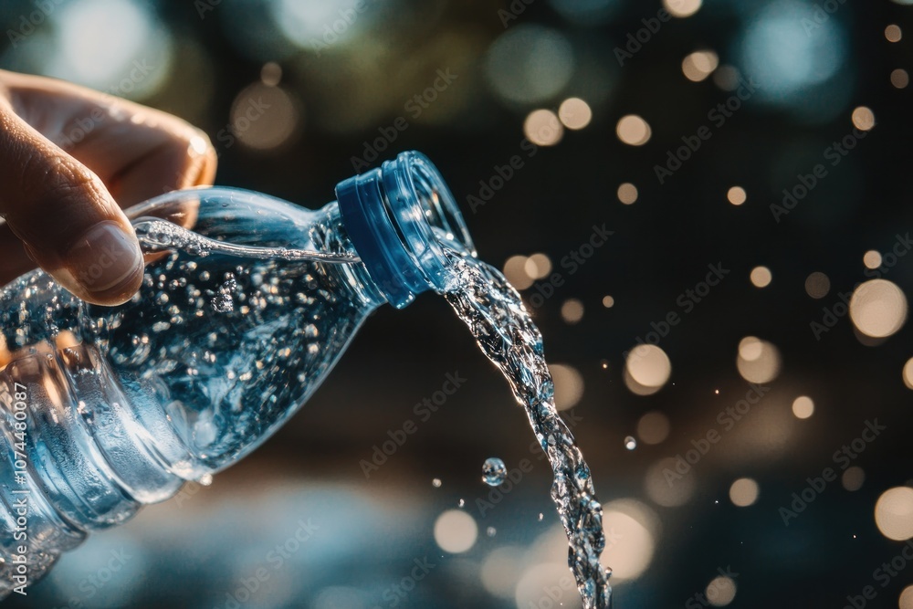 Person drinking water from a bottle, refreshing and invigorating ...