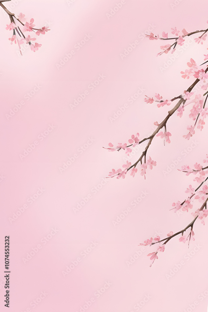 water color painting of Horizontal banner with sakura flowers of pink ...
