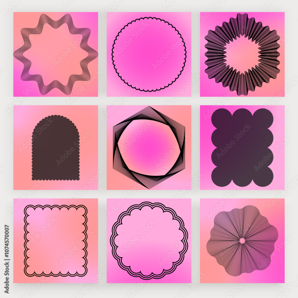 Y2k line shapes on the blur gradient backgrounds. Swiss design ...