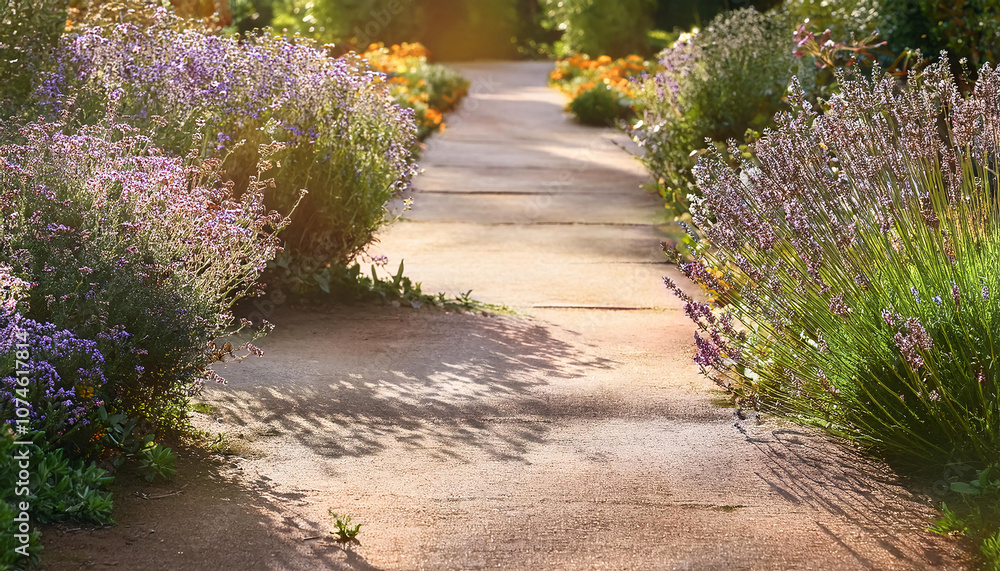 Herb Garden Pathway with Herbs Planted Along Walkway Edges Stock Photo ...