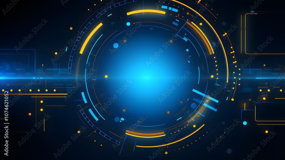 yellow and blue Abstract technology background circles digital hi-tech ...