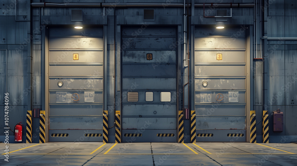 Well-organized industrial space featuring loading dock doors with ...