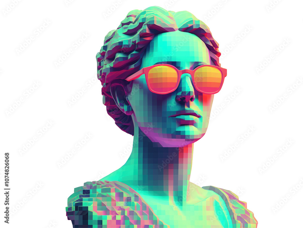 Ancient Greek woman statue in sunglasses. Low poly 8 bit style. PNG ...