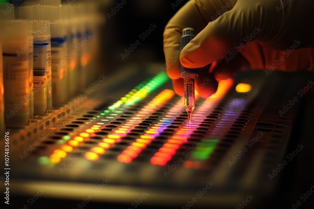 Genetic sequencing laboratory analyzing DNA for medical, agricultural ...