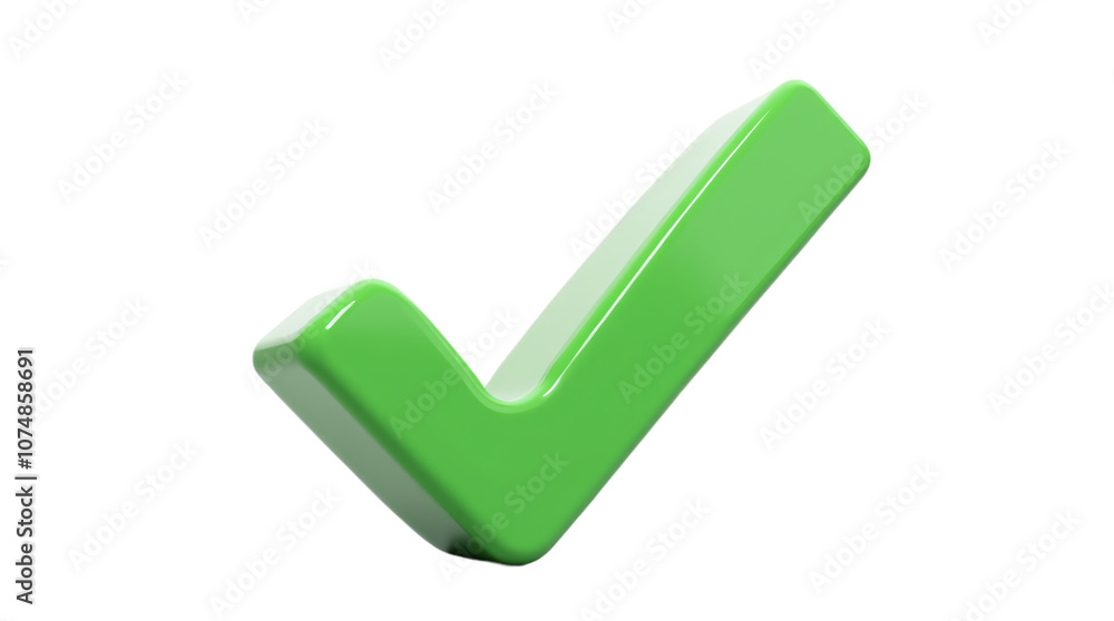 3D Green Check Mark on Transparent Background (PNG). Stock Photo ...