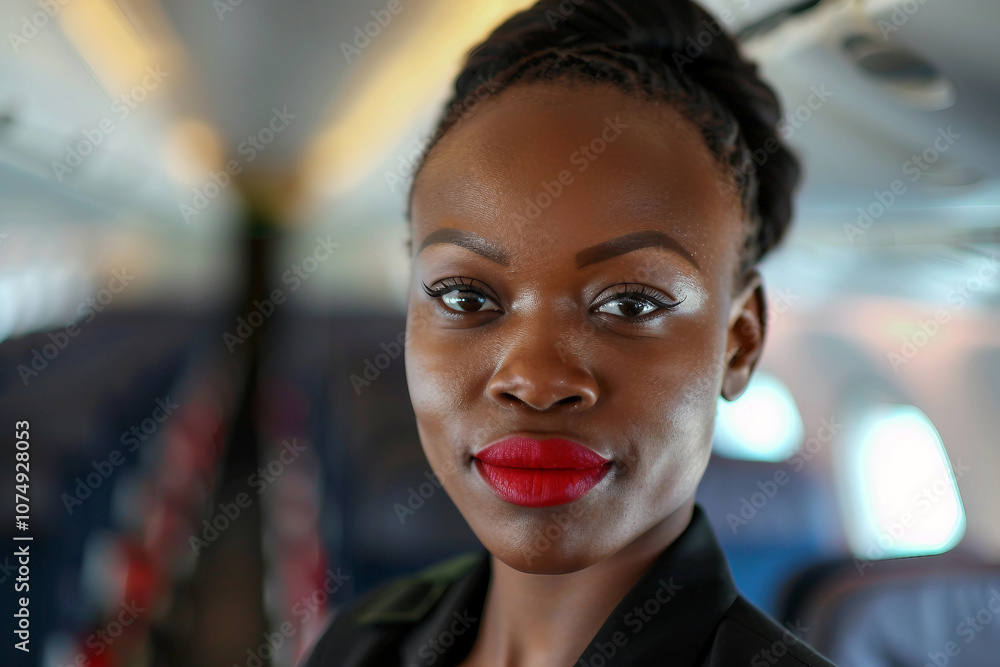 Generative AI portrait of professional airline crew worker steward ...