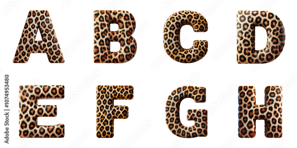 Leopard Print Alphabet Letters A, B, C, D, E, F, G, H : Bold letters A ...