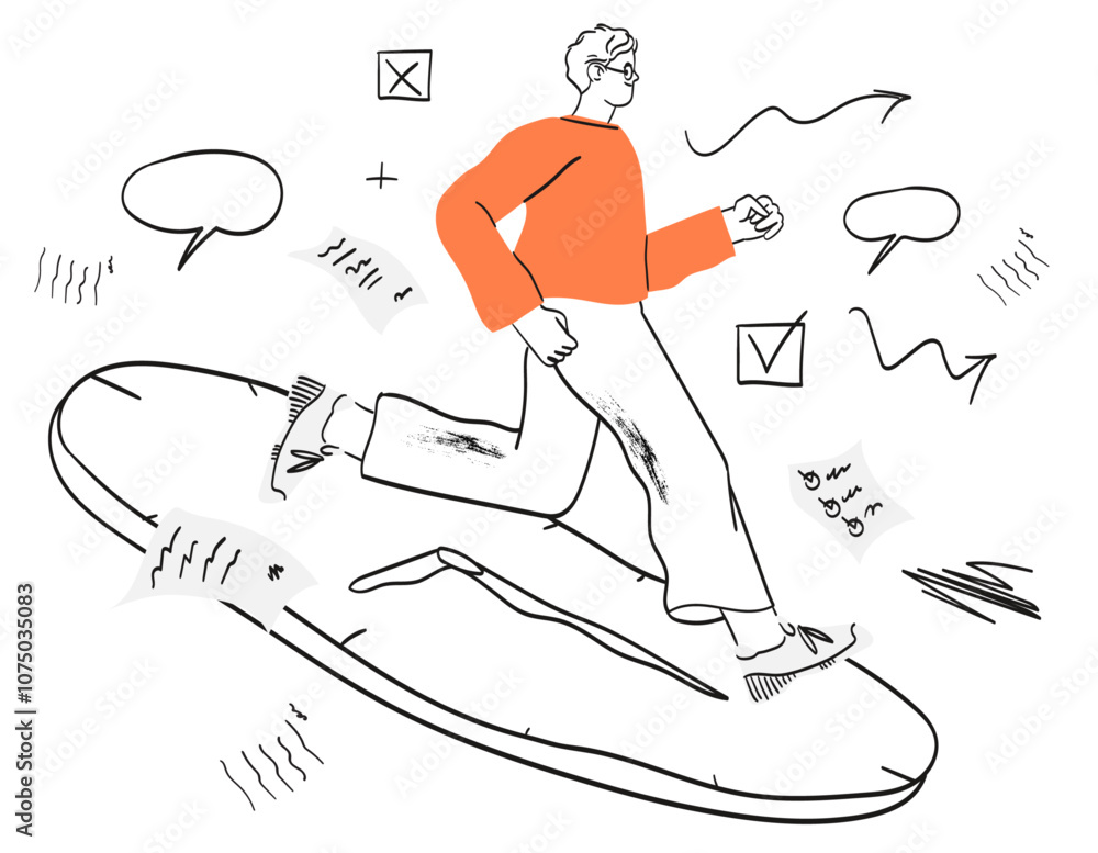 Time management concept. Modern line character drawing. Time management ...