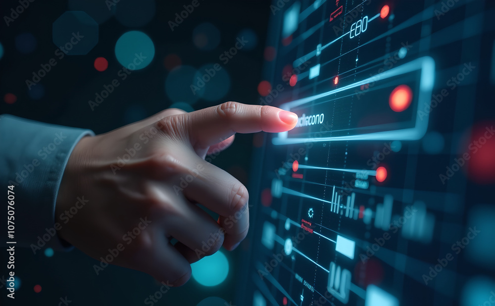 Standard operating procedure concept. Businessman use laptop with ...