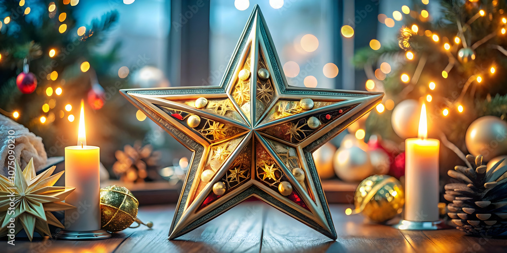 Reyes Magos Star Vector Image Glowing Festive Elements Isolated White ...