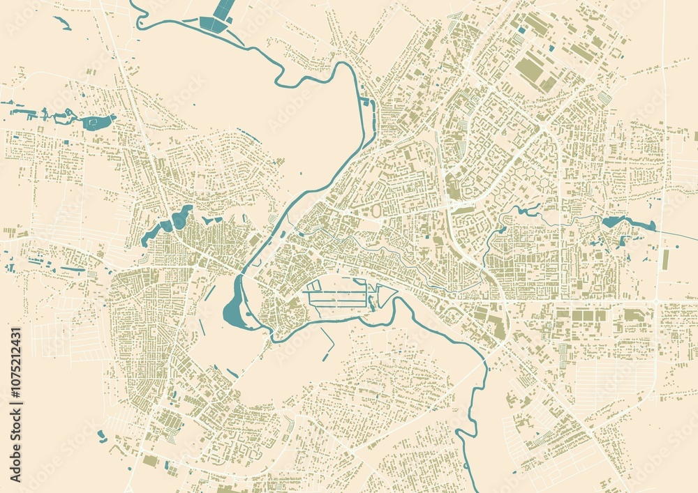 Antique Style City Map of Lutsk Ukraine Vintage Street Navigation ...