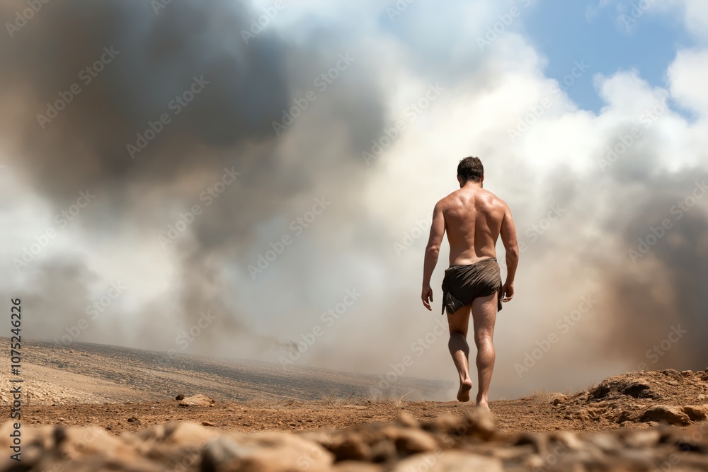 Cain walking away after the conflict with his brother Abel. Abel ...