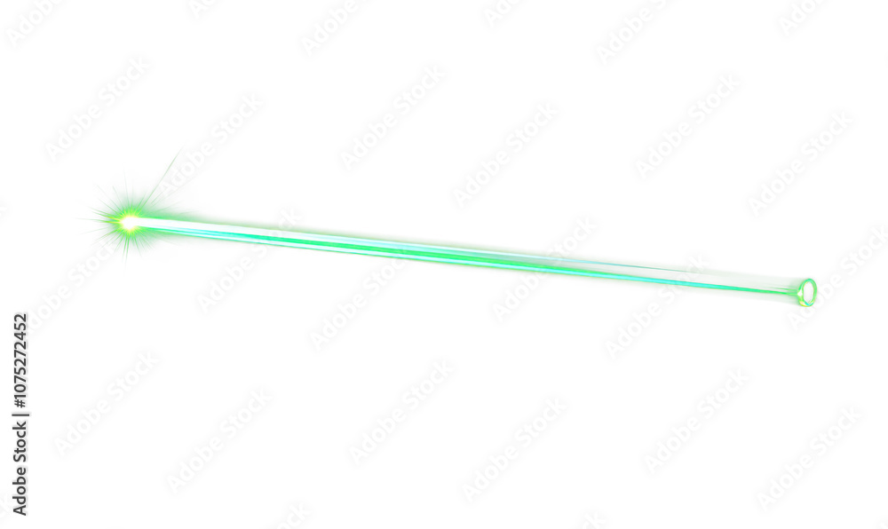 Green laser beam isolate on transparent background, glowing bright with ...