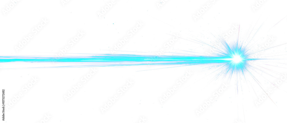 Stylized blue laser beam with glowing light effect isolate on ...