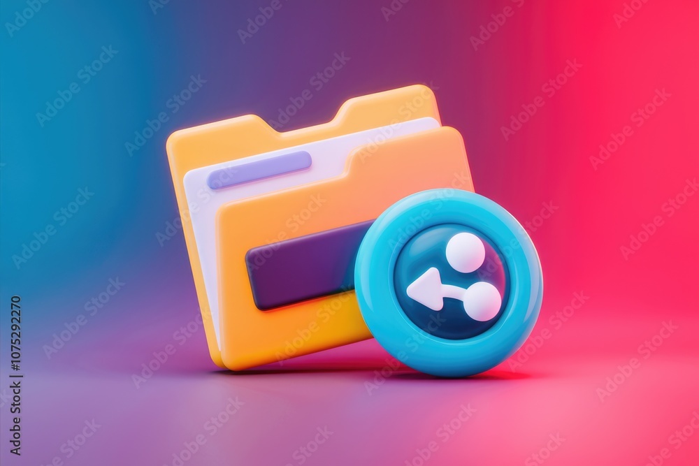 3D render of folder icon with share symbol Stock Illustration | Adobe Stock