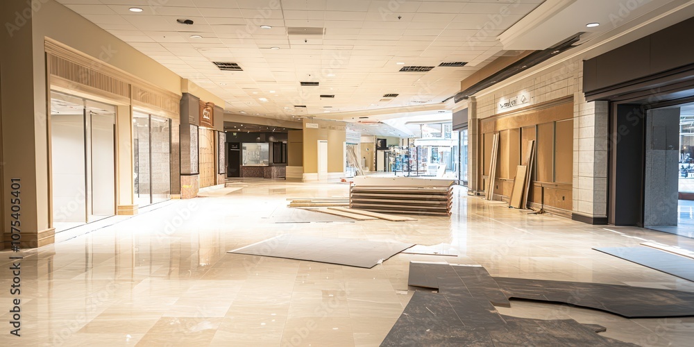 Retail space under renovation, preparing for new store opening, clean ...