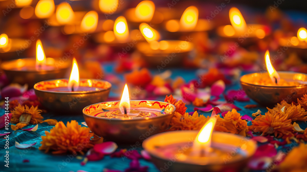 Diwali lamp with candle inside on festive dark background, indian ...