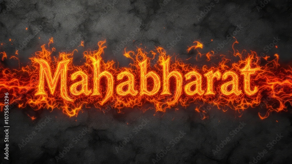 Bold "Mahabharat" typography in fiery font style, representing the ...