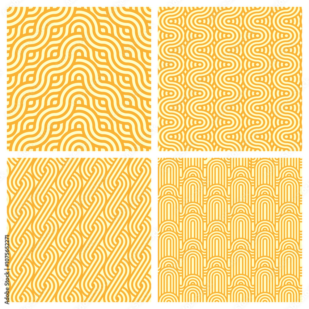 Ramen noodle pattern backgrounds set of asian cuisine food. Vector ...