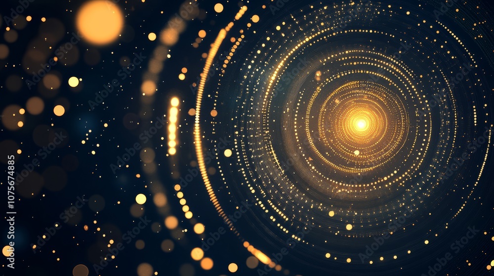 This detailed artwork abstractly represents the complex connections in quantum physics using ...