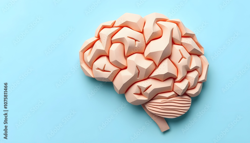 Brain symbol presented by human brain anatomy made form paper on light ...