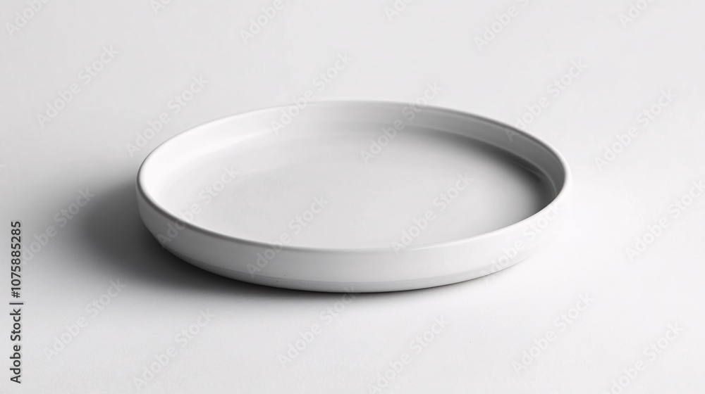 15.A plain ceramic plate with a soft sheen and smooth, rounded edges ...