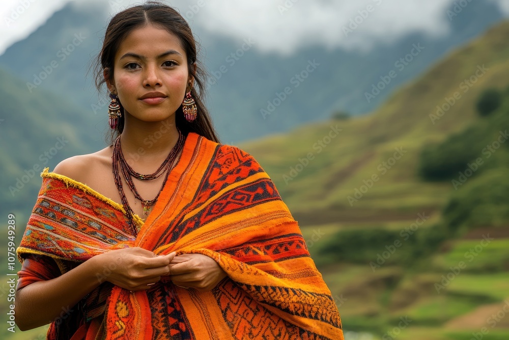 Indigenous woman wearing traditional clothing in the cordillera region ...