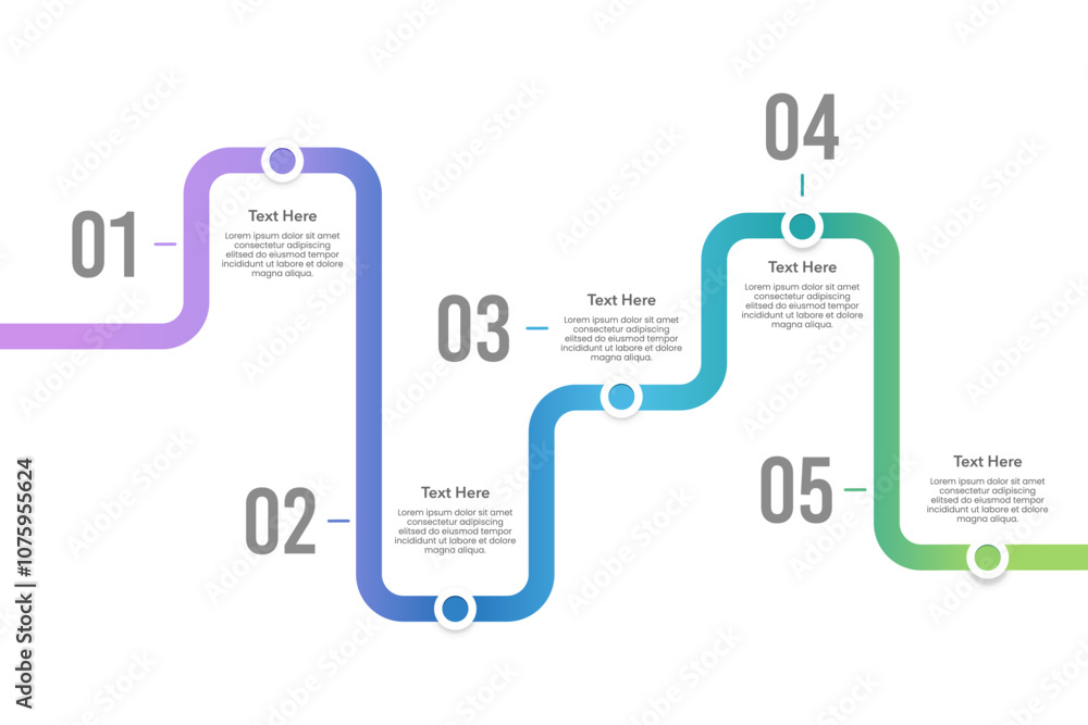 Infographic roadmap design template. Business timeline 5 steps to success. Presentation ...