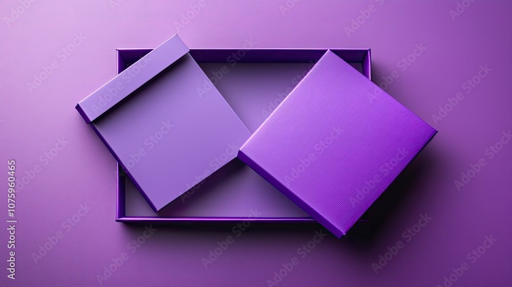 Aesthetic Purple Packaging with Two Open Boxes Resting on a Smooth ...