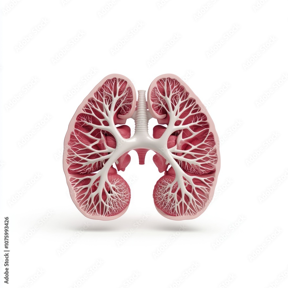 Anatomically Accurate 3D Model of Human Lungs Showcasing Detailed ...