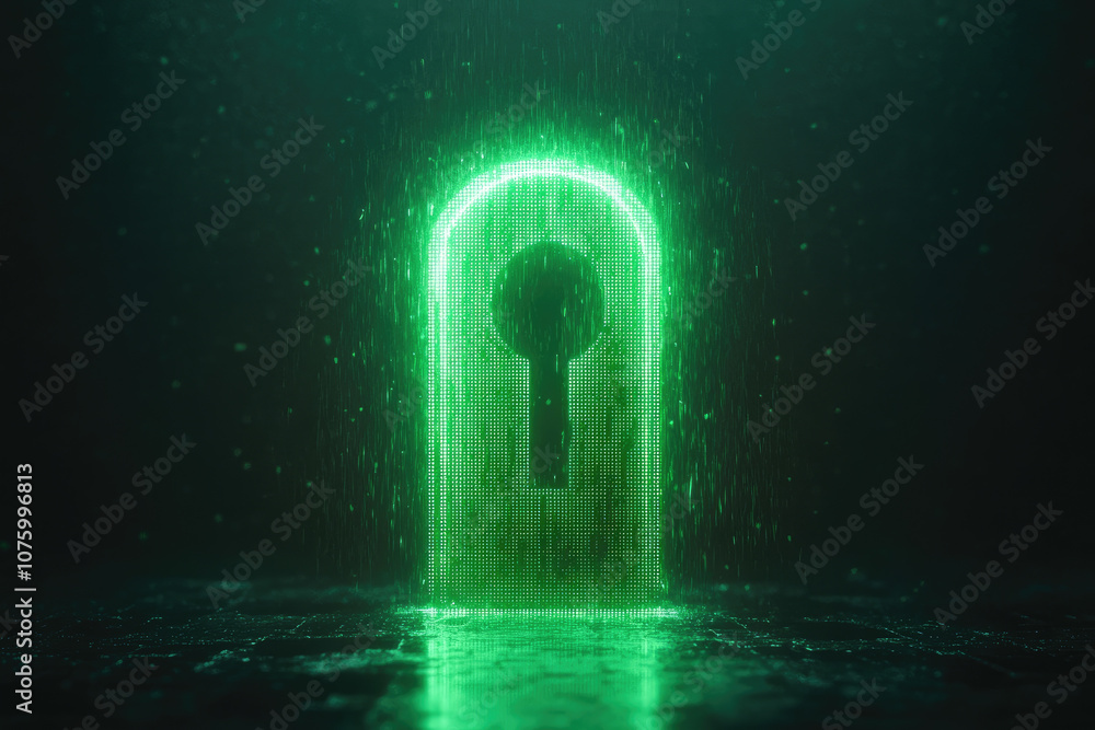 Neon Green Code Matrix Lock, a sleek, minimalistic design featuring a ...