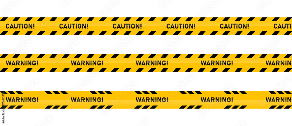 Warning caution tape illustration. Road, sign, worksite, hazard area ...