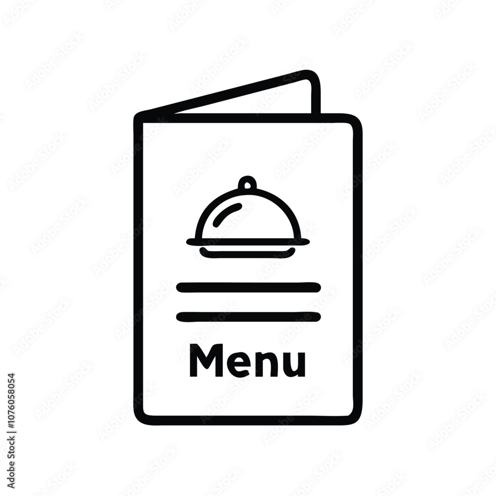 Stock-Vektorgrafik „Menu card icon with cloche in outline style, Vector ...