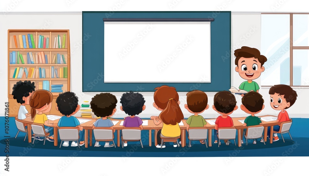 E-learning, Classroom, Online Education, Diverse Group of Children in ...