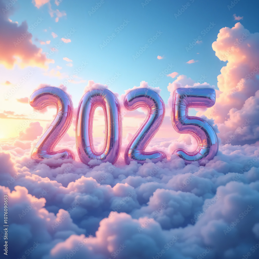 2025,new year greeting card,A futuristic depiction of the year '2025 ...