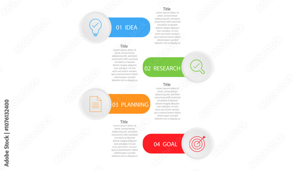Business infographics template. 4-step design option. Workflow chart ...