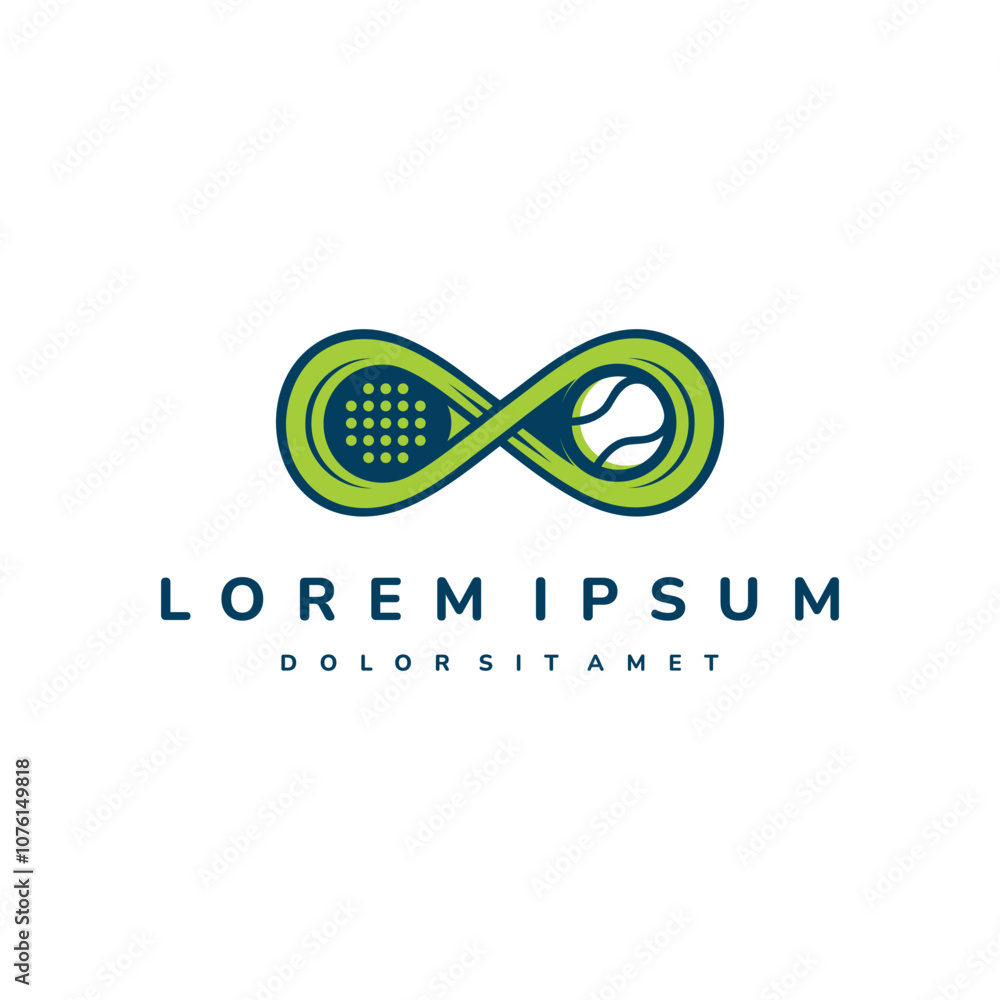 Padel ball and padel racket form the infinity symbol, the concept of infinite movement. Stock ...