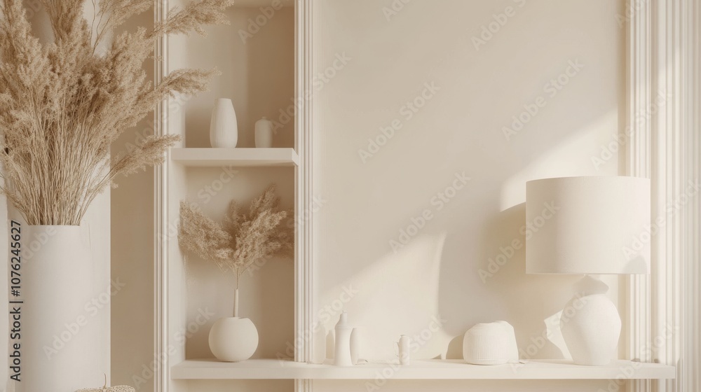 A contemporary classic interior featuring a soft white and beige color ...