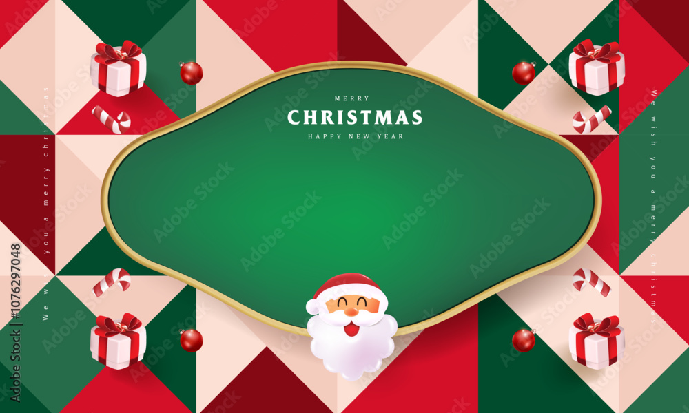 Merry Christmas sign banner frame with empty space and festive ...