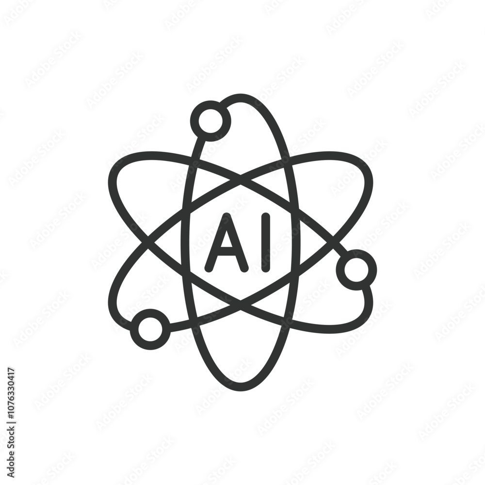 AI science, icon in line design. AI, science, technology, research ...