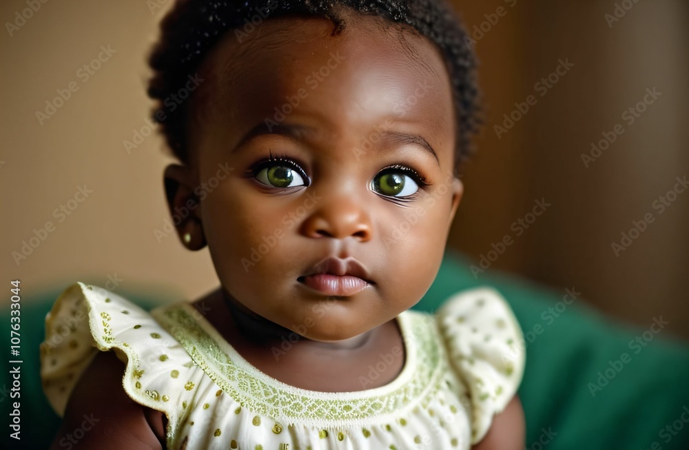 Foto de Stock cute little african baby with very smooth facial features ...