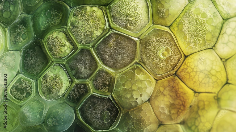 Plants cell,Microscopic examination of plant cells showing detailed ...