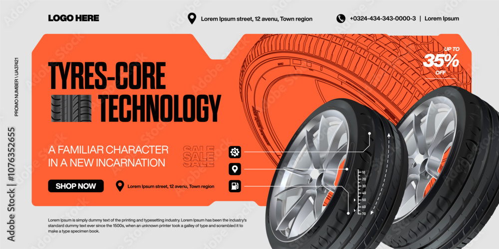 Futuristic poster on the theme of wheel sales Stock Vector | Adobe Stock