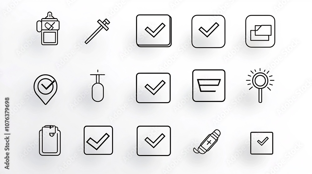 Collection of clean outline icon designs representing various choice and selection elements such ...