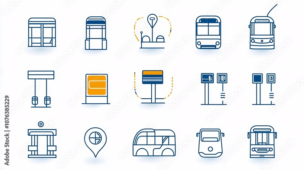 Comprehensive collection of 15 clean linear icons representing various ...