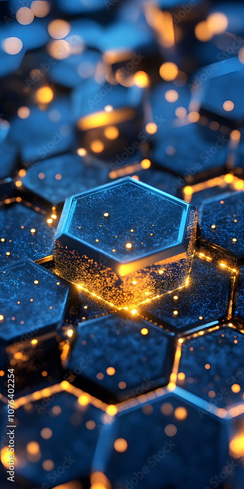 3D rendering hexagonal ore, futuristic, sci-fi style, mineral, ore ...