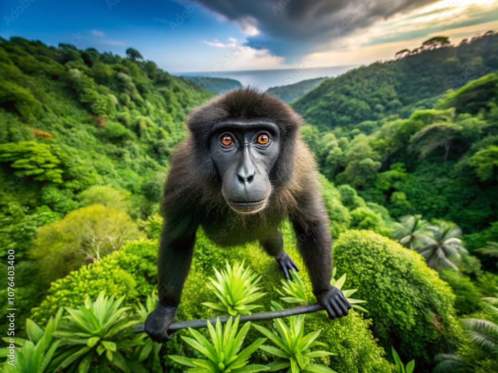 Captivating Drone Photography of a Black Monkey in Its Natural Habitat ...